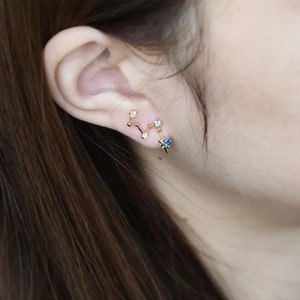 Zodiac Earrings, Constellation Ear Climbers, Asymmetric Zodiac Star ...