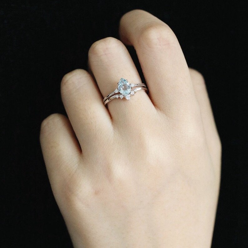 Teardrop Topaz Promise Ring, Natural Blue Topaz Ring, Pear Shaped Topaz ...