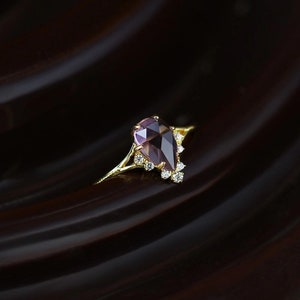 Teardrop Amethyst Ring Engagement, Handmade Amethyst Ring With CZ in ...