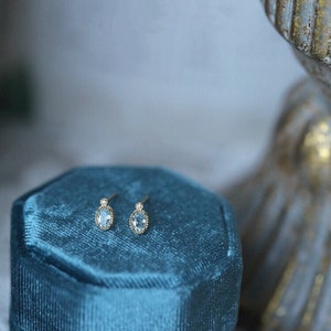 Natural Blue Topaz Stud Earrings, Halo Topaz Earring Studs, Sky Blue ...