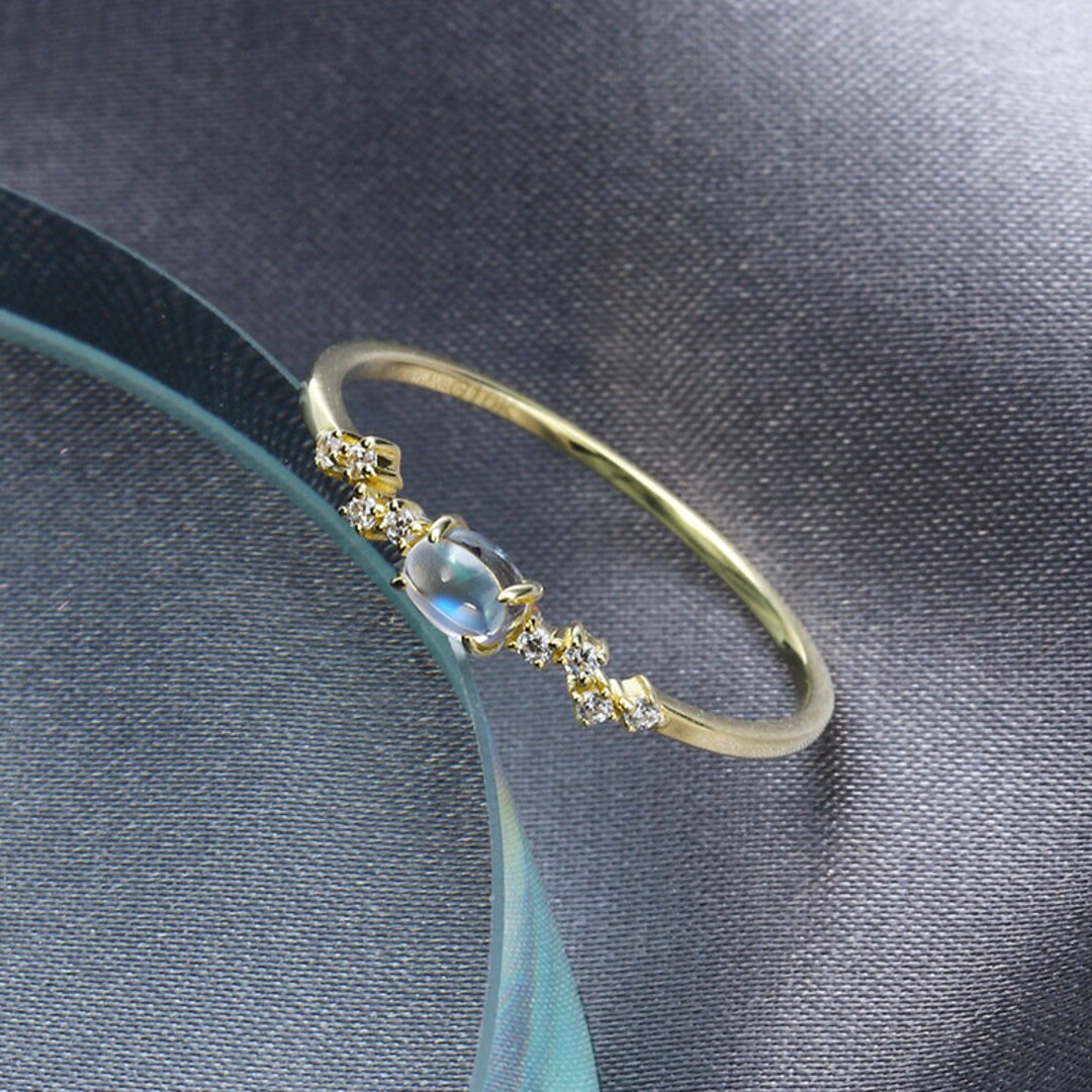 Simple Moonstone Promise Ring, Minimal Moonstone Ring, Moonstone ...