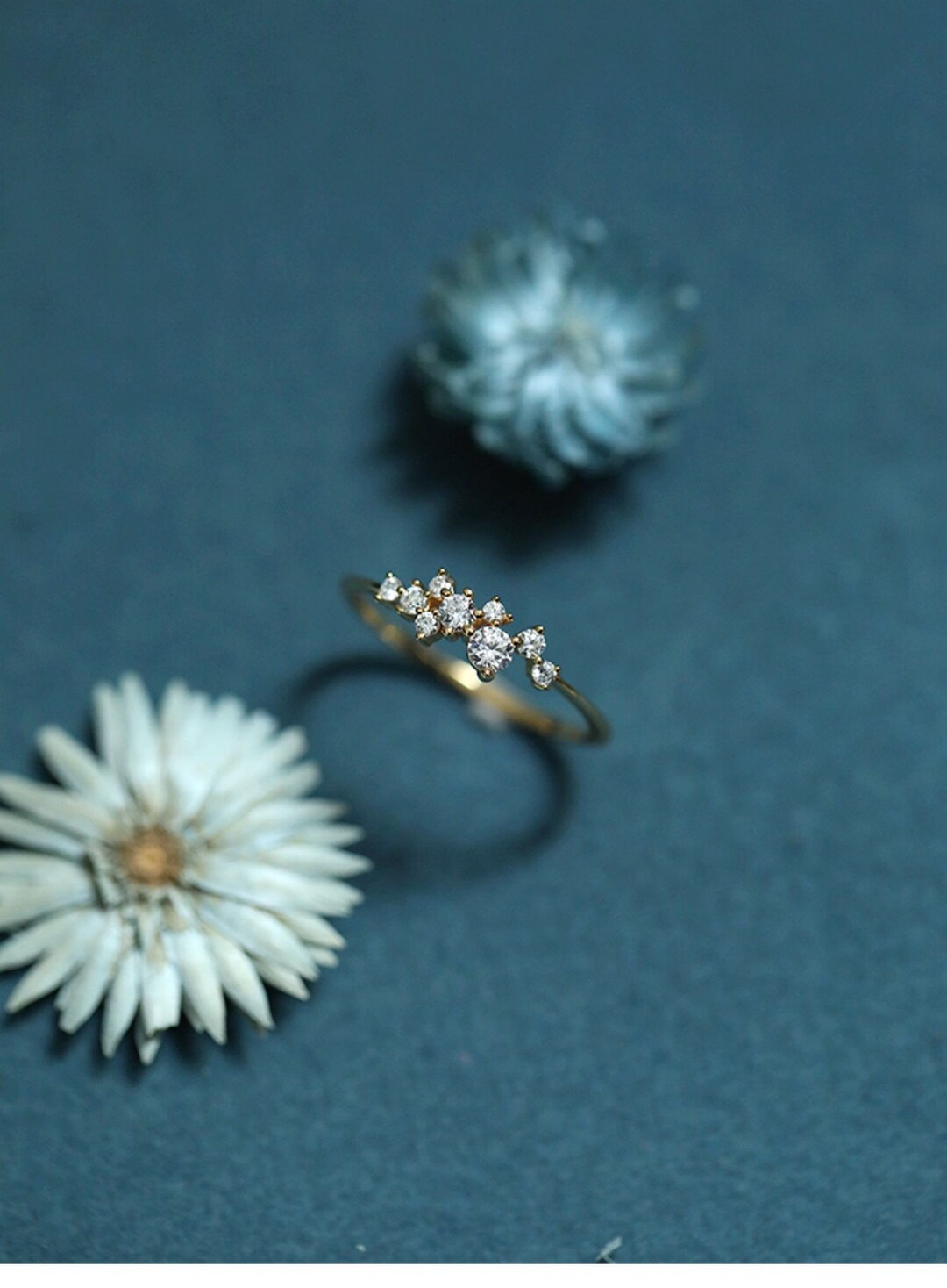 Diamond Cluster Ring, Diamond Wedding Band Silver, Cluster Band Yellow ...