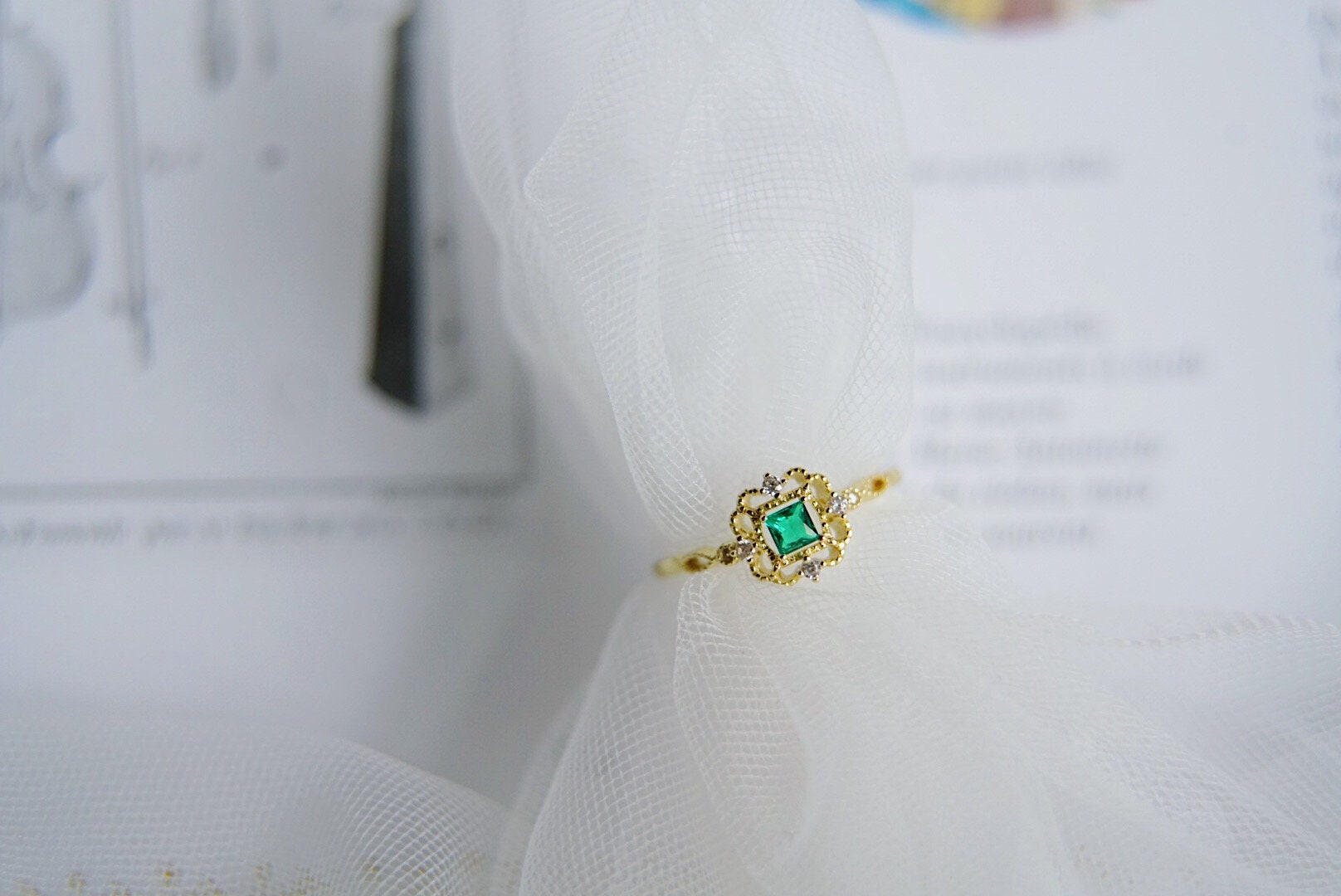 Dainty Emerald Promise Ring Vintage Emerald Ring Silver | Etsy