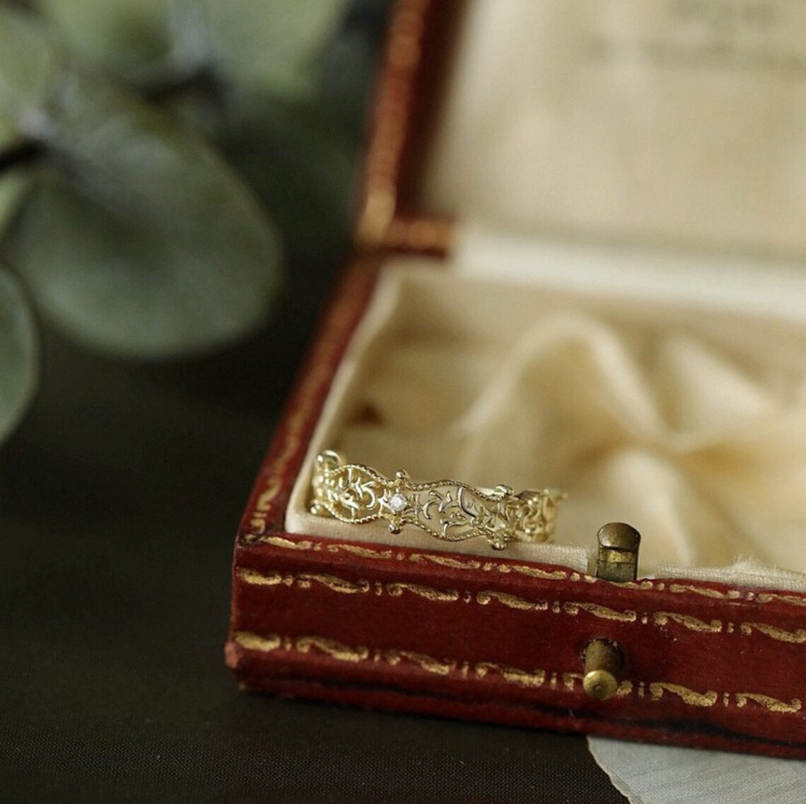 Vintage Wedding Ring Filigree Wedding Band Gold Filigree | Etsy