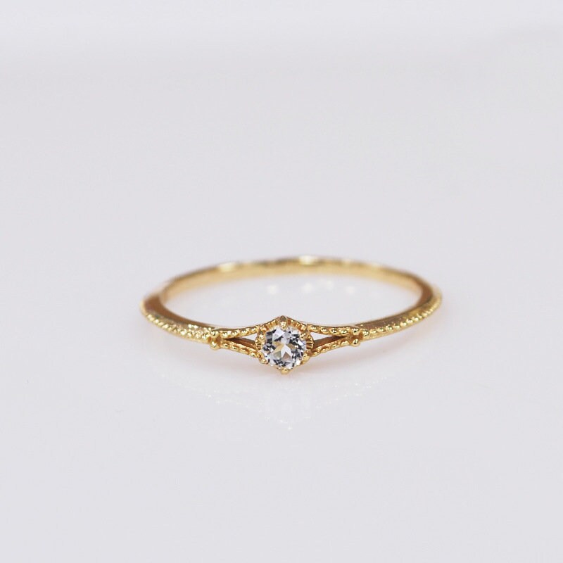 Simple Engagement Ring Tiny Diamond Promise Ring Minimalist - Etsy