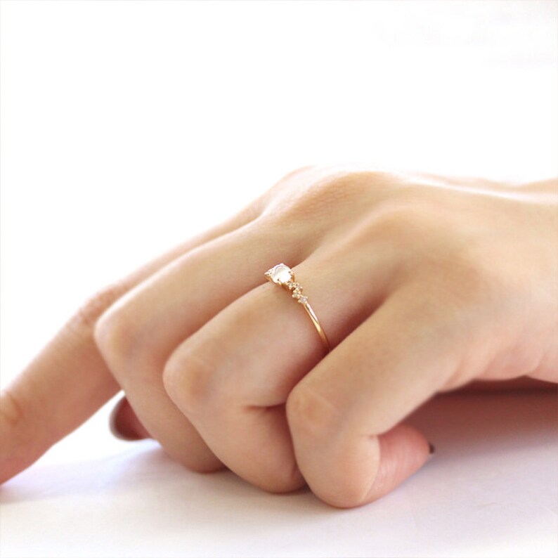 Simple Moonstone Promise Ring Minimal Moonstone Ring | Etsy