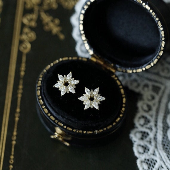 Snowflake Stud Earrings Diamond Snowflake Studs Crystal | Etsy