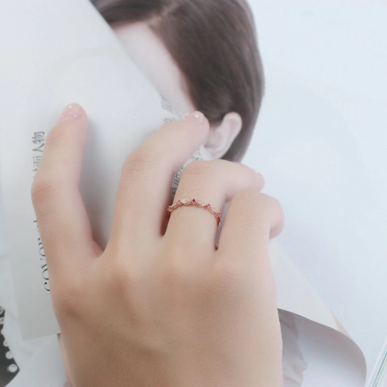 Vintage Ruby Wedding Band Natural Ruby Stack Ring Half - Etsy