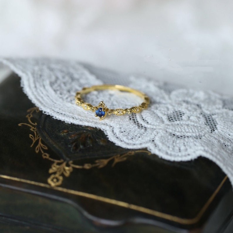 Royal Blue Sapphire Engagement Ring Tiny Sapphire Promise | Etsy