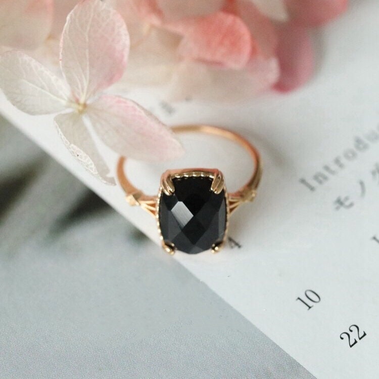 Black Onyx Ring, Onyx Engagement Ring, Natural Onyx Ring, Onyx ...