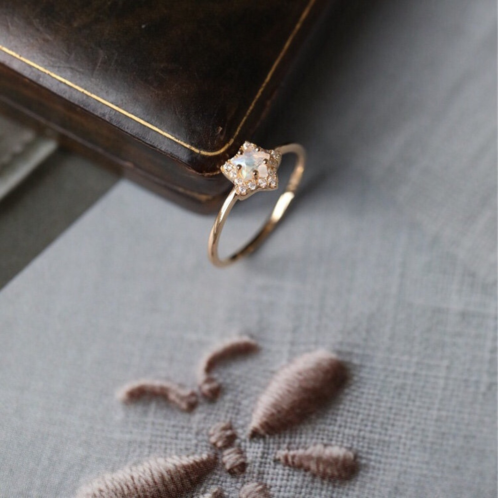 Dainty Star Ring Moonstone Star Ring Star Promise Ring - Etsy