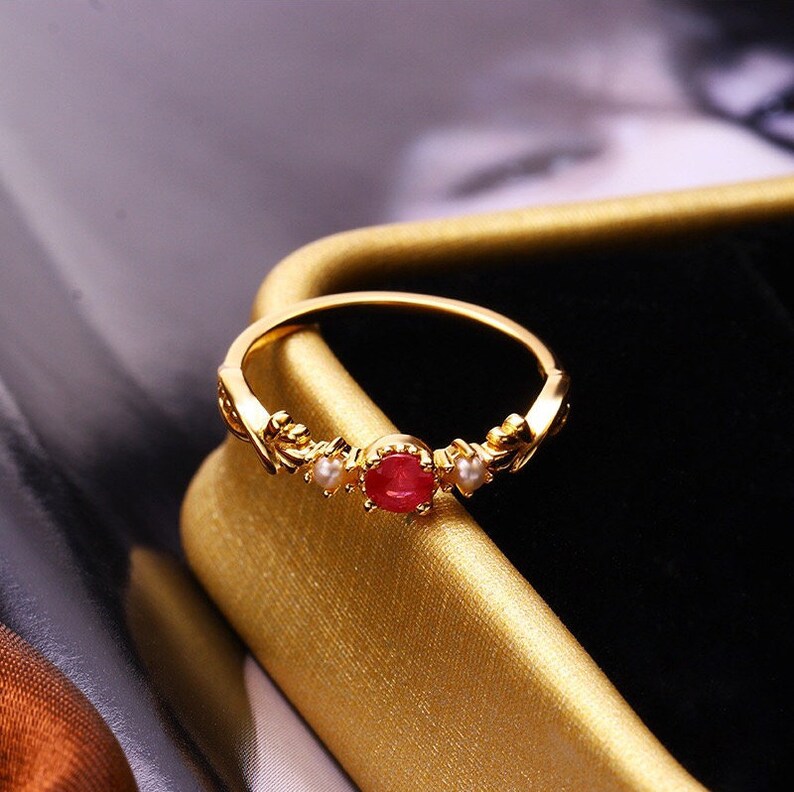 Natural Ruby Promise Ring Dainty Ruby Engagement Ring - Etsy