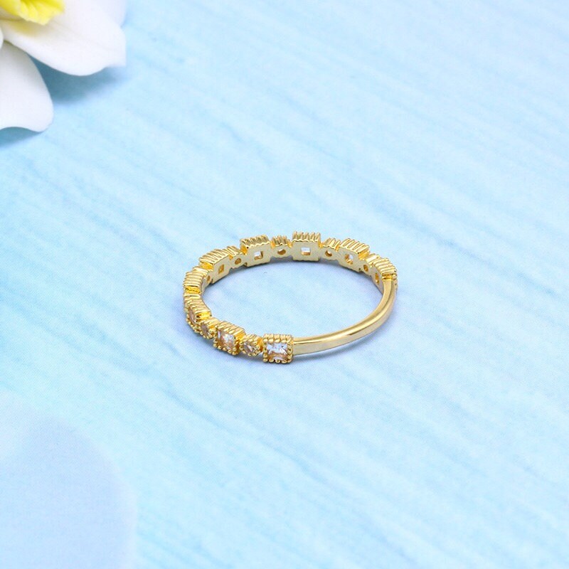 Pave Diamond Stackable Ring Baguette Diamond Stacking Ring - Etsy