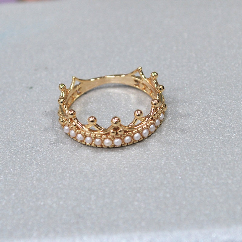 Enchanted Crown Ring Pearl Crown Wedding Ring Tiara Crown - Etsy
