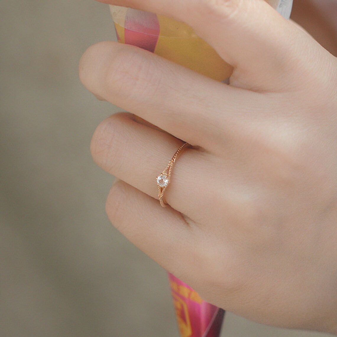 Simple Engagement Ring Tiny Diamond Promise Ring Minimalist | Etsy
