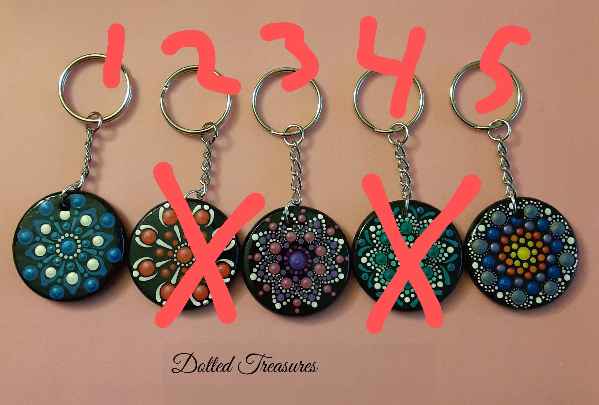 Mandala Painted Key Chains - Etsy