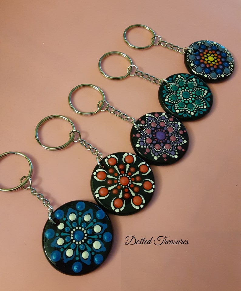 Mandala Painted Key Chains - Etsy