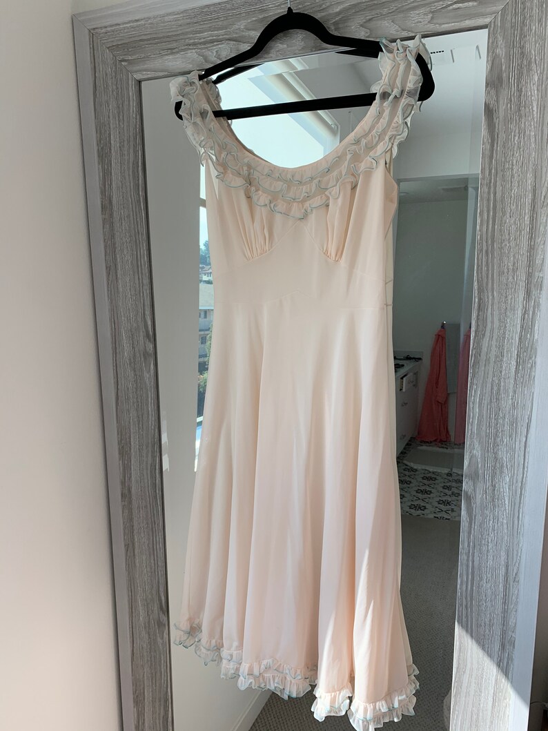 Vintage Ivory/pink Negligee Slip Dress - Etsy