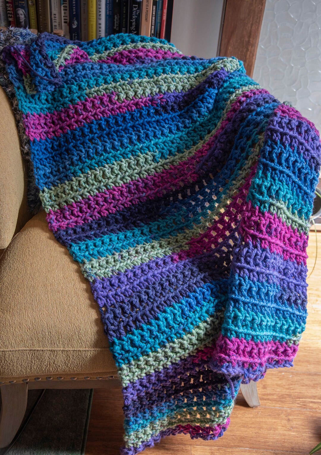 Colorful Cozy Striped Crocheted Afghan Throw Blanket - Etsy