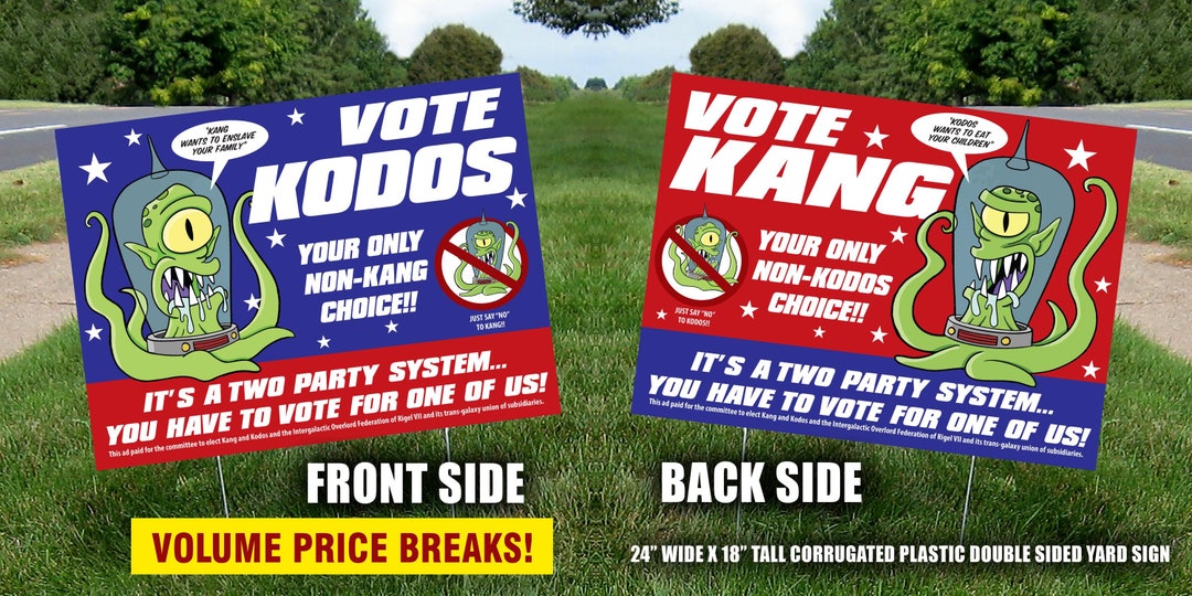 Vote Kang or Kodos Election Yard Sign - Etsy