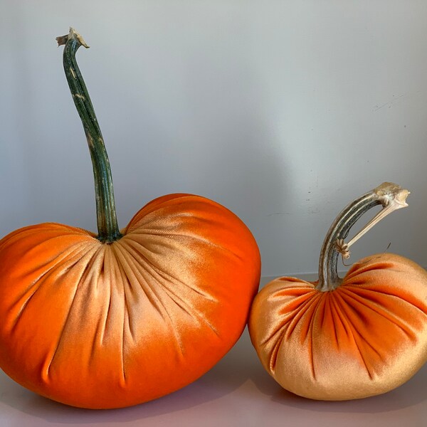 Velvet Pumpkins With Real Stems - Etsy