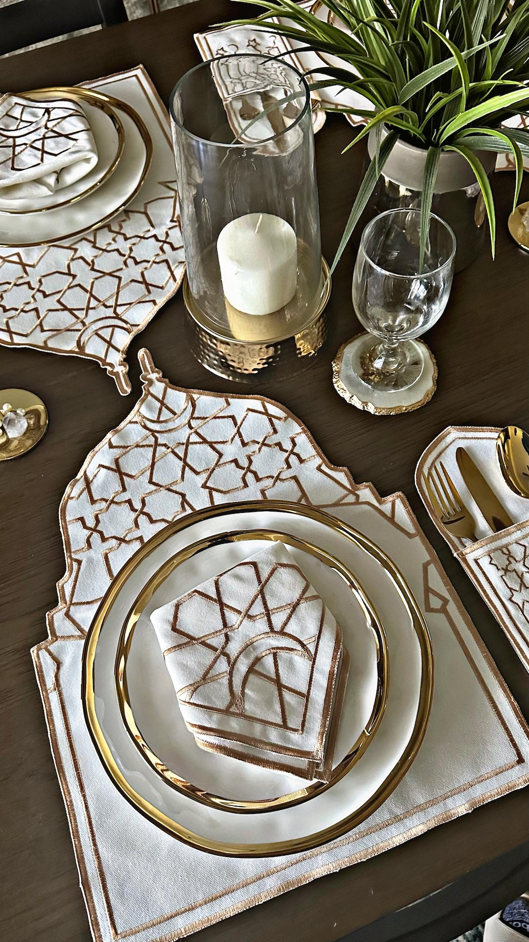 Embroidered Linen Iftar Placemat Set, Ramadan Table Decor, Islamic ...