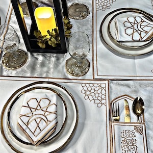 Embroidered Linen Iftar Placemat Set, Ramadan Table Decor, Islamic ...