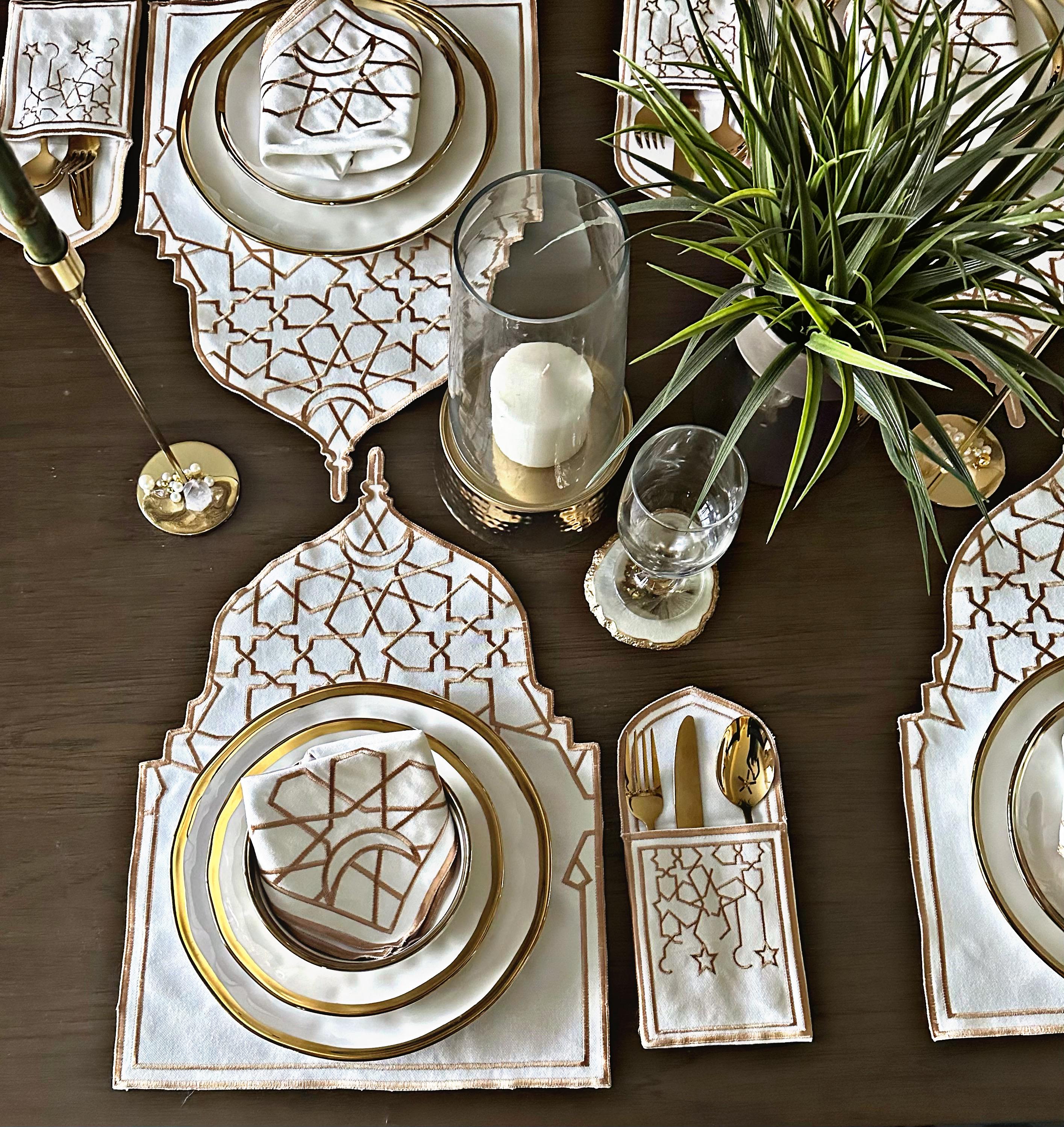 Embroidered Linen Iftar Placemat Set, Ramadan Table Decor, Islamic ...