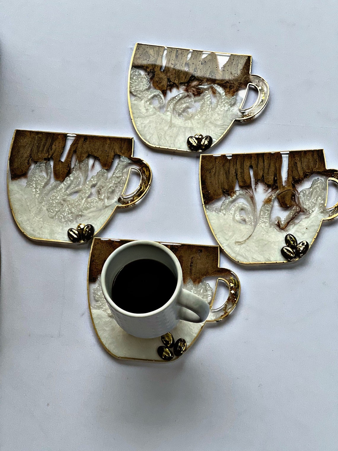 4 Coffee Cup Coasters - Etsy