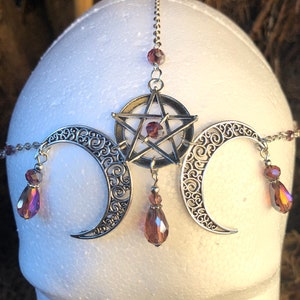 Triple Moon Goddess Headdress Pentagram - Etsy