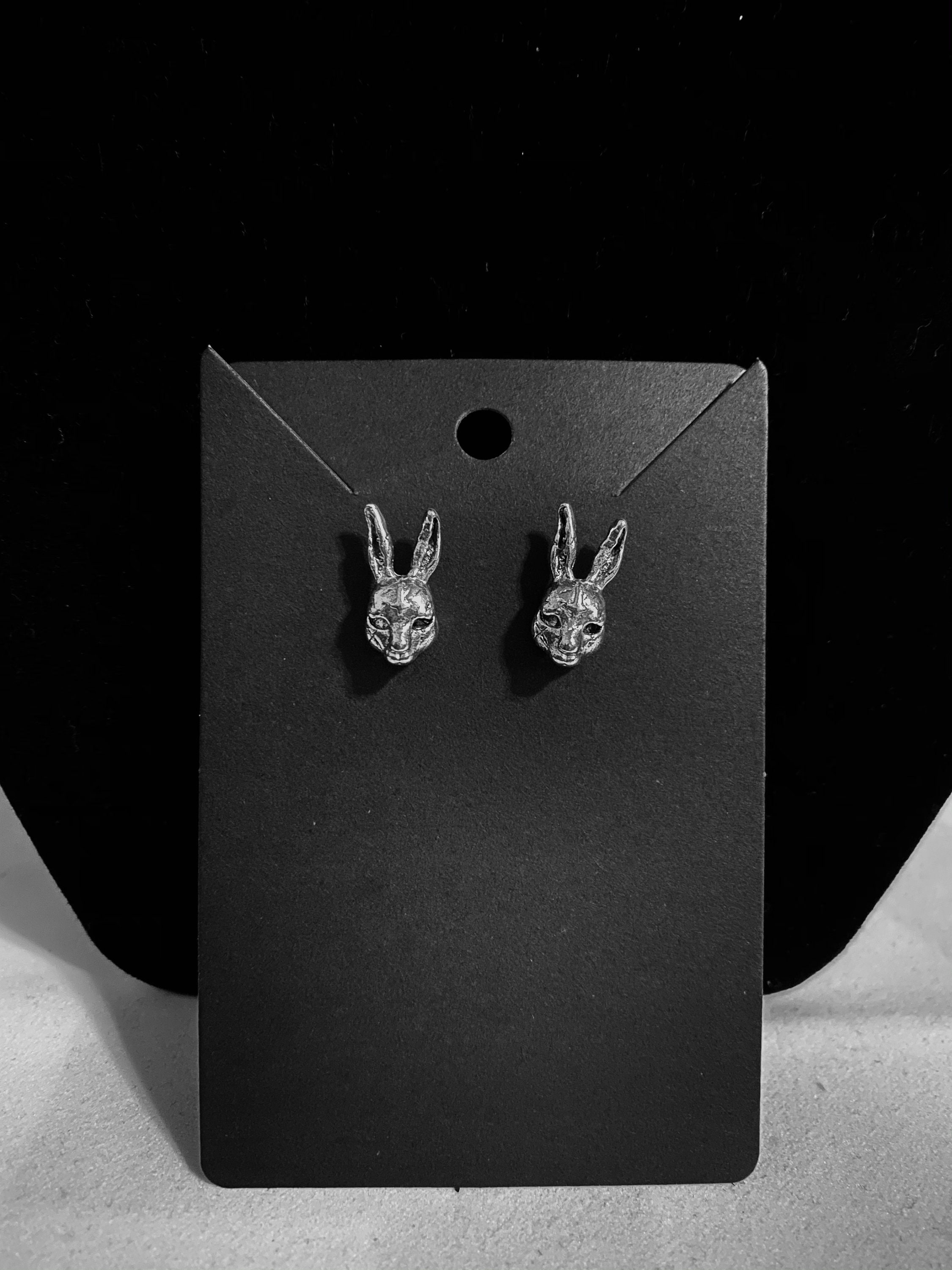 Cross Hare Bunny Face Studs | Etsy