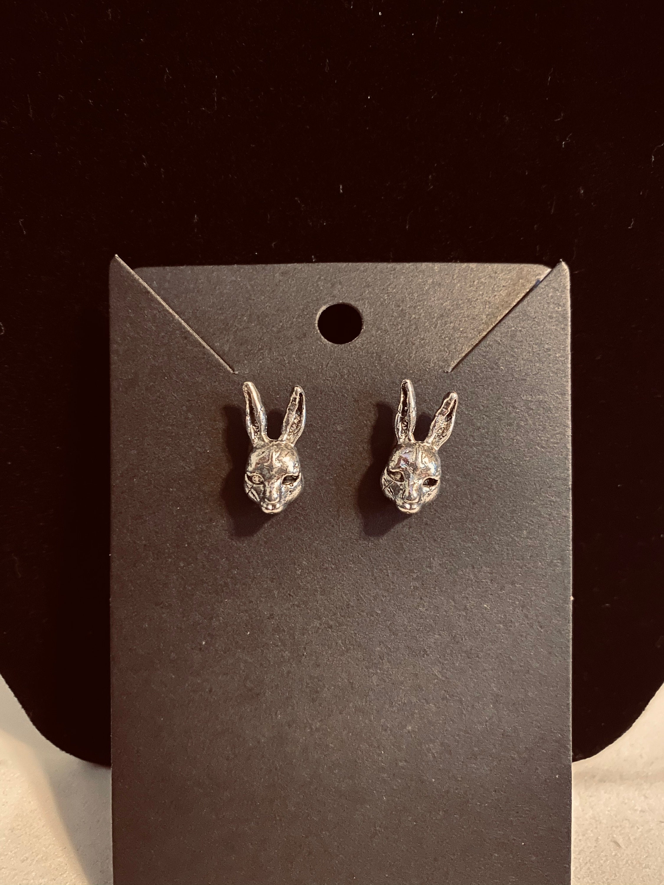 Cross Hare Bunny Face Studs | Etsy