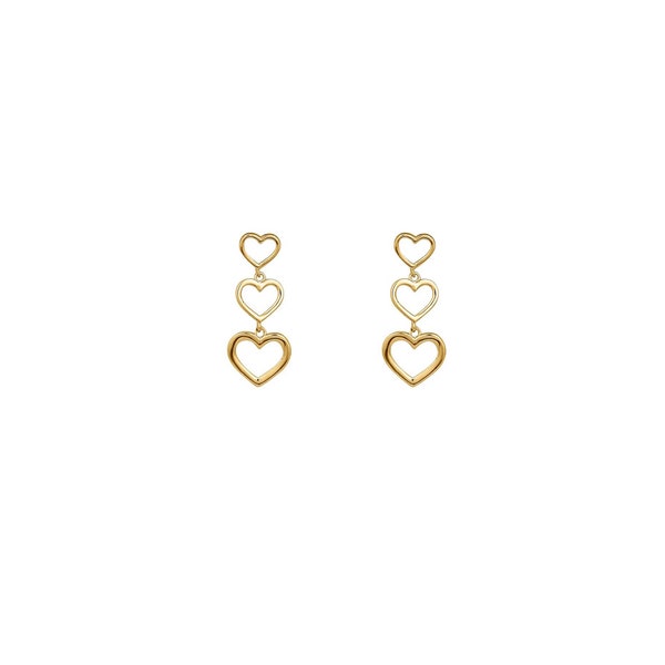 Three Heart Earrings - Etsy