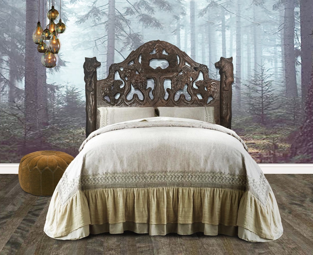 Beautiful Black Wood Forest Headboard Full Sized - Etsy