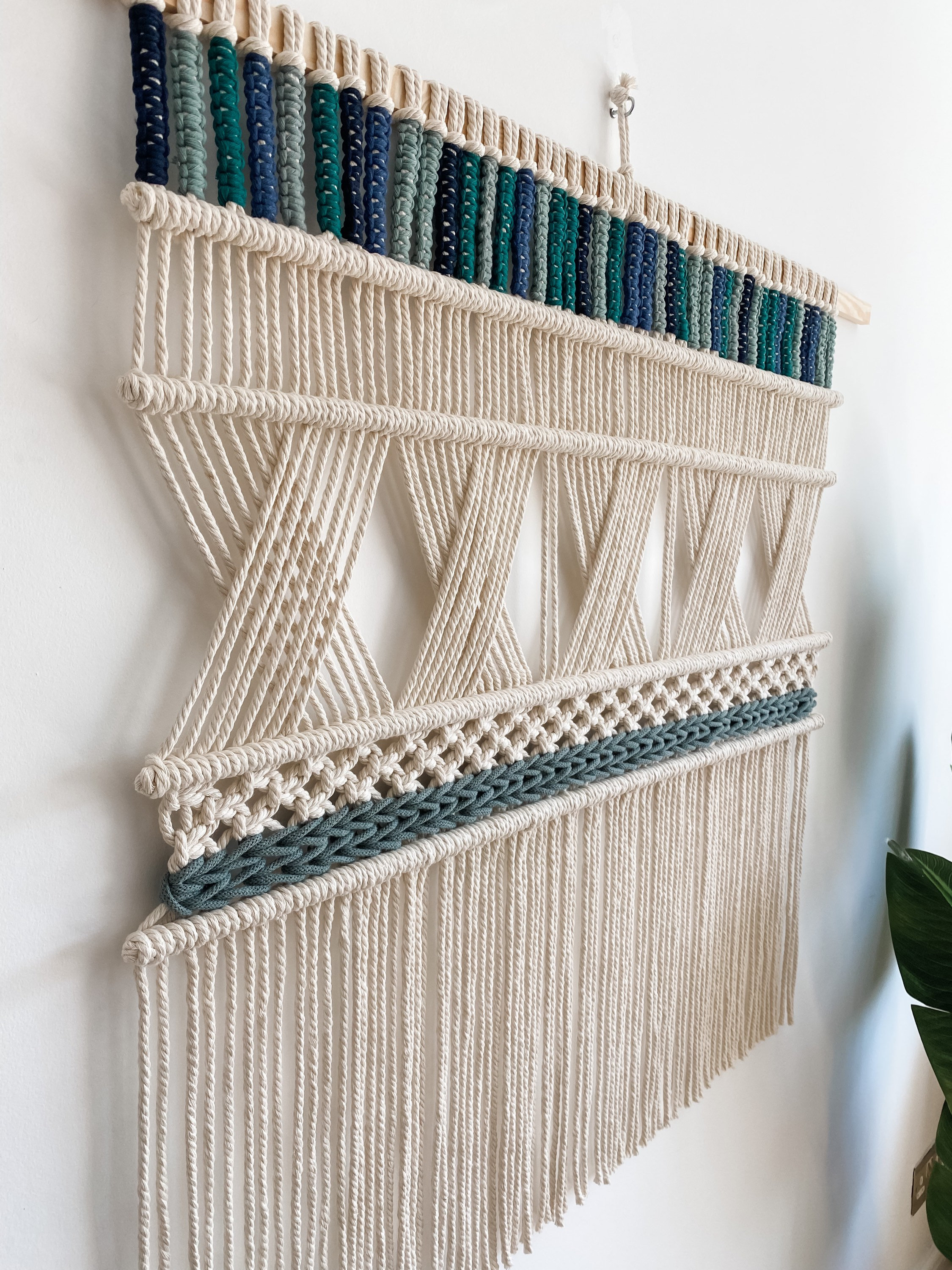 Modern Macrame Wall Hanging Blue Macrame Wall Hanging Blue - Etsy