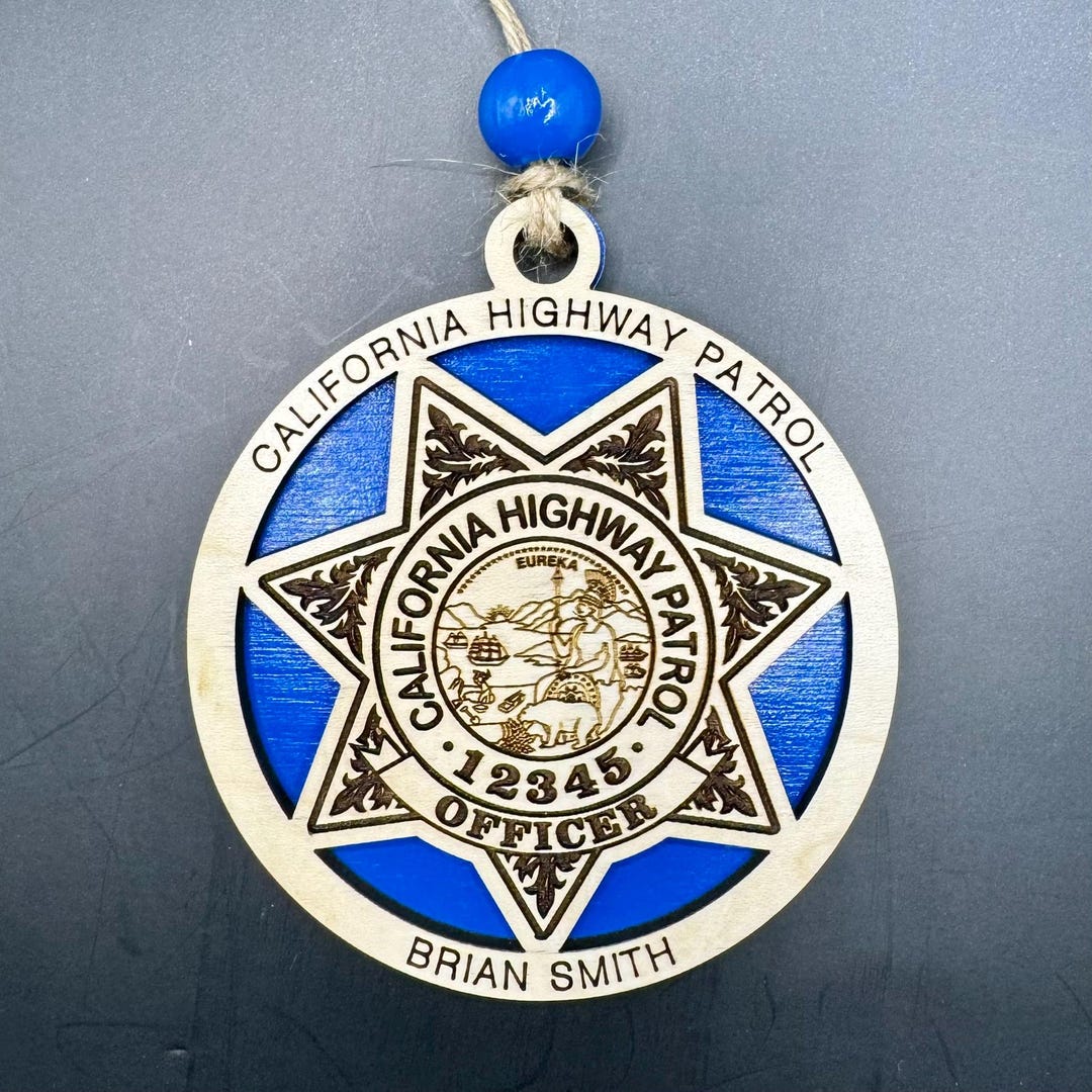 CHP Ornament, Ornament, California Highway Patrol, Christmas Ornament, Engraved, Police Badge ...