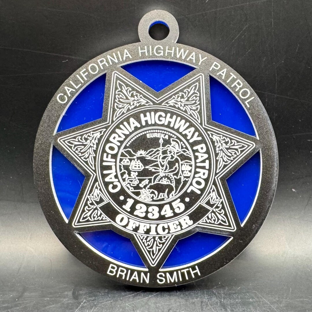 CHP Ornament, Ornament, California Highway Patrol, Christmas Ornament, Engraved, Police Badge ...