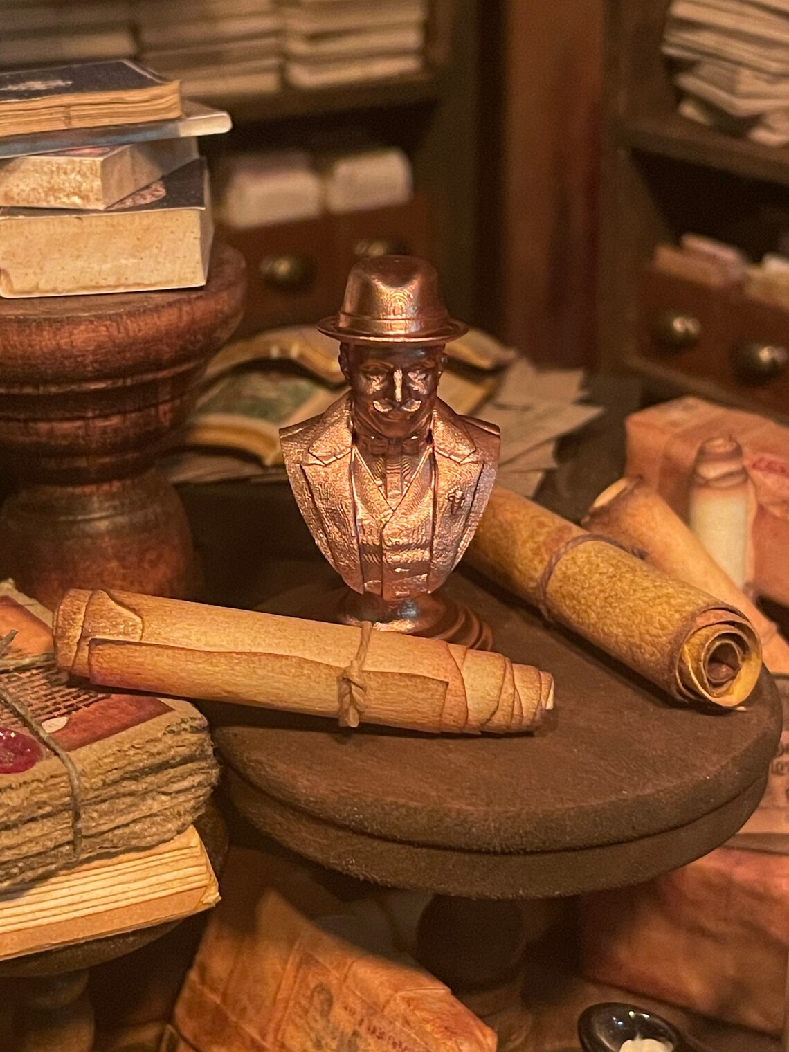 Lost Miniatures - Hercule Poirot Copper Bust Statue - 1/12 Scale ...