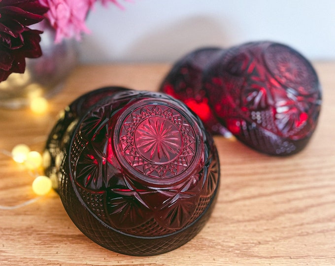4 Luminarc Darques Durand France Ruby Red Bowls Made in France - Etsy