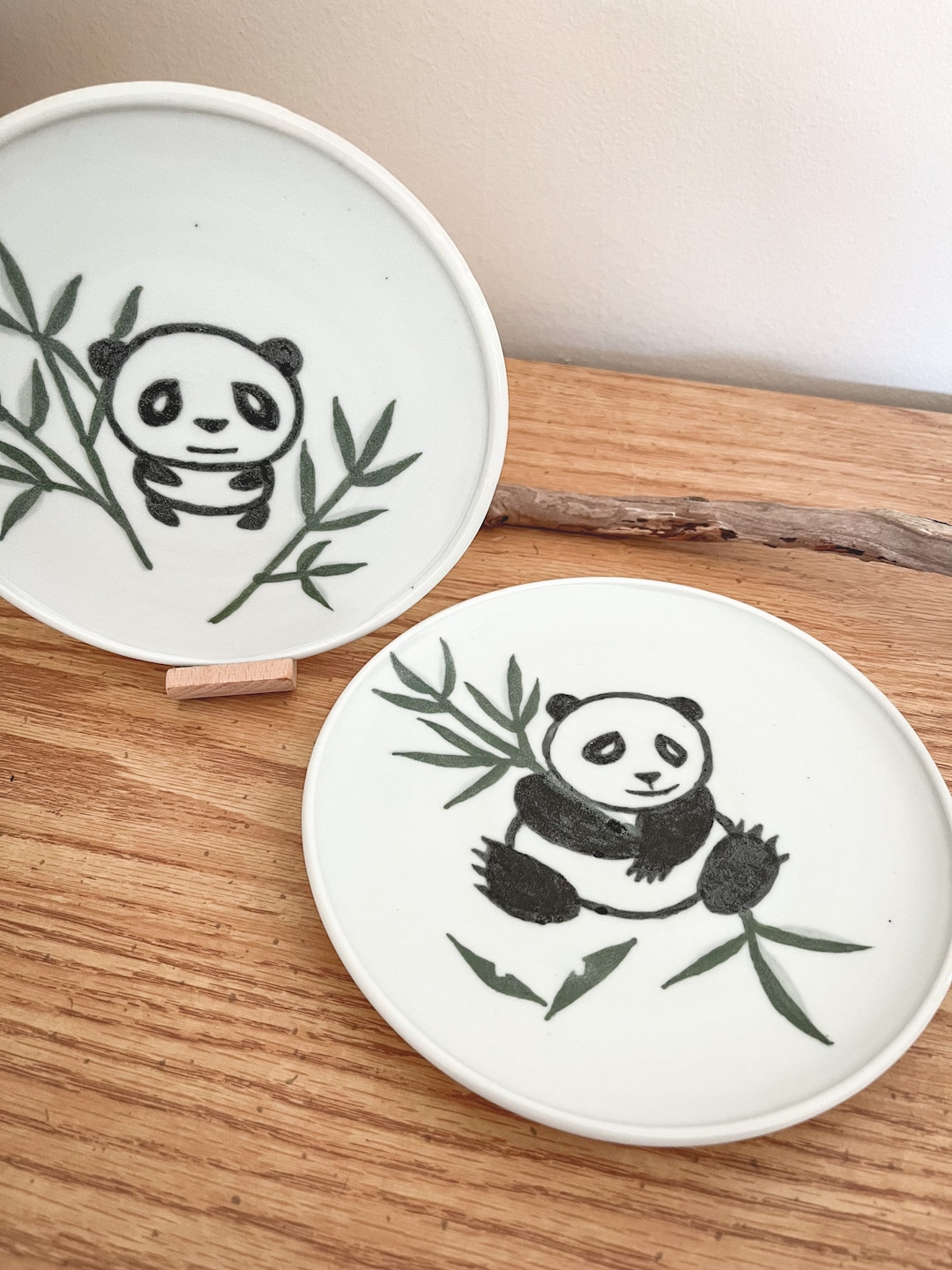 2 Hand Painted Panda Plates - Etsy