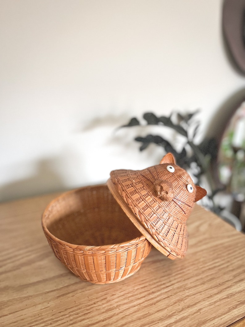 Vintage Wicker Cat Basket - Etsy