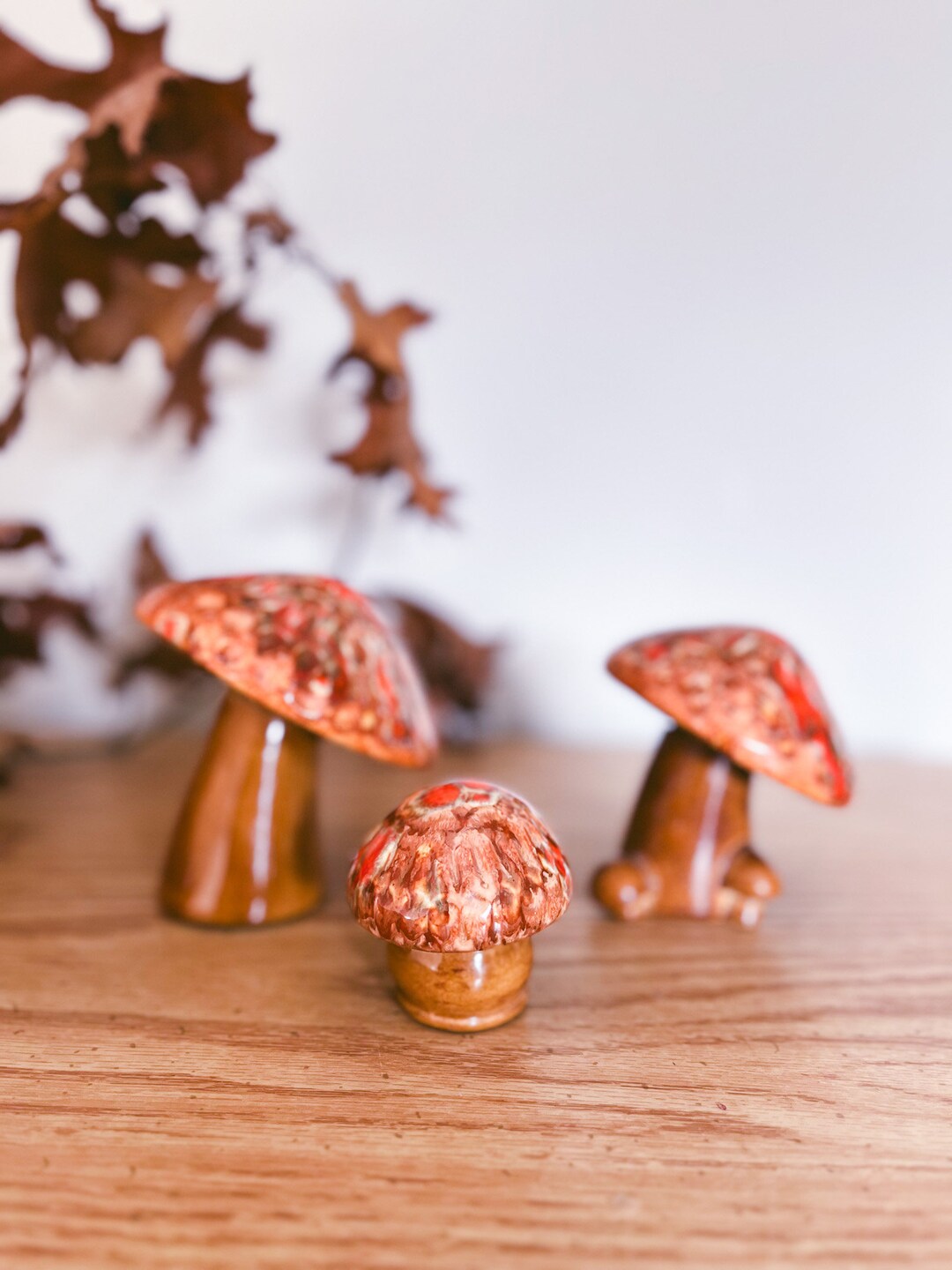 3 Vintage Ceramic 70s Mushrooms / Boho/ Woodland/cottage/ Cabin Decor ...