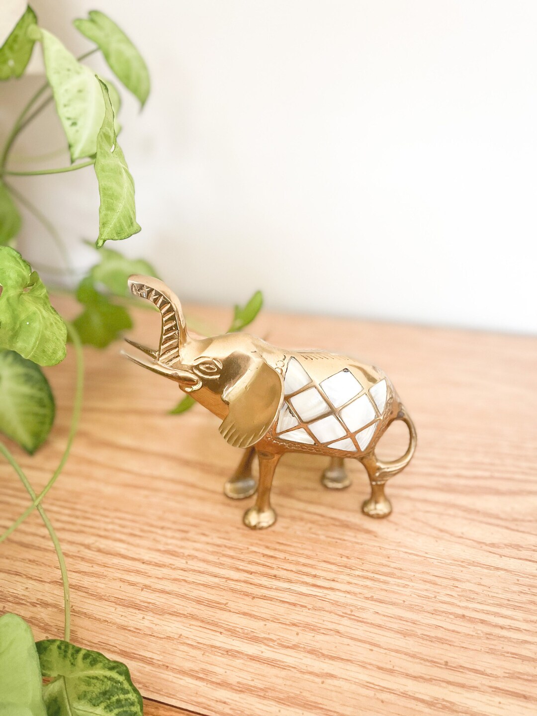 Brass and Mother of Pearl Elephant Figurine - Etsy
