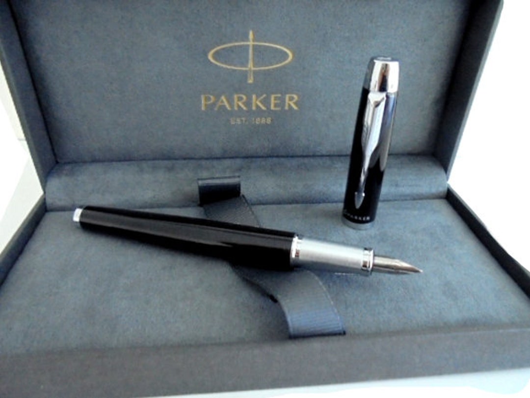 PARKER IM I.M. Fountain Pen Lacque in Black Steel in Gift Box - Etsy