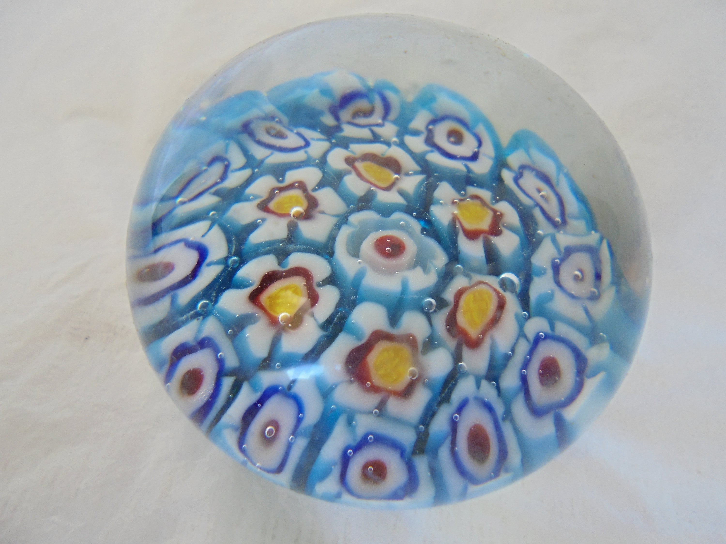 Paperweights Collectibles Murano Italy White Floral Millefiori ...
