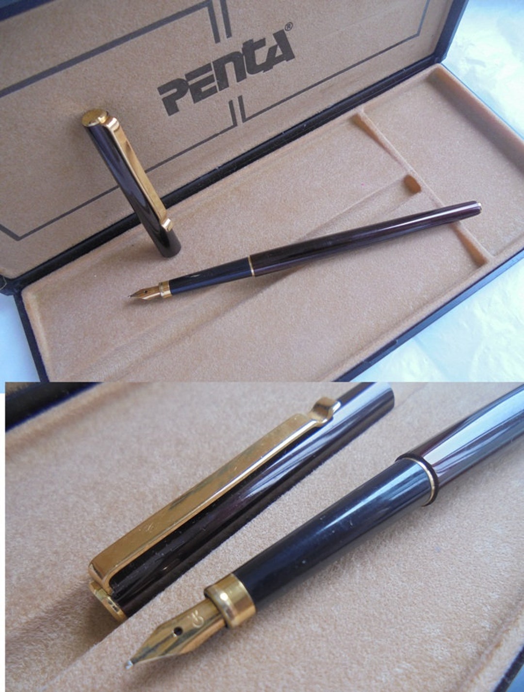 PENTA FOUNTAIN PEN Lacque in Brown Color in Gift Box - Etsy