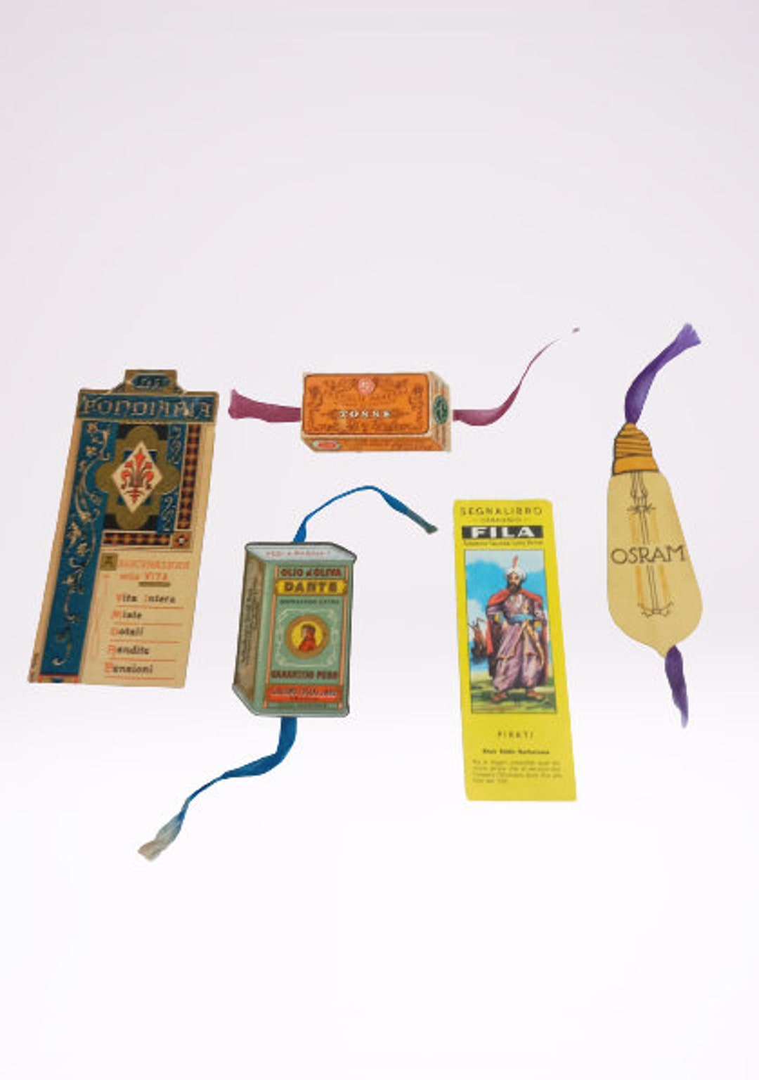 5 ITALIAN Vintage BOOKMARKS Advertising Olio Carli Fila - Etsy