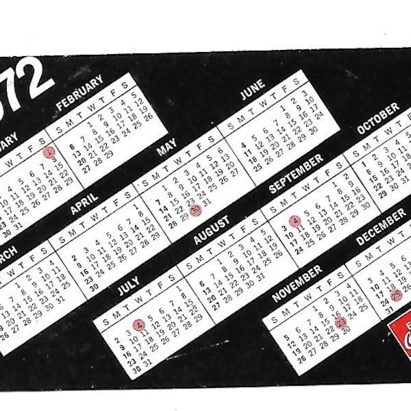 1972 Calendar - Etsy