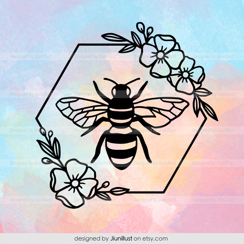 Floral Bee SVG Hand Drawn Bee SVG Bee Cut File Honey Bee | Etsy