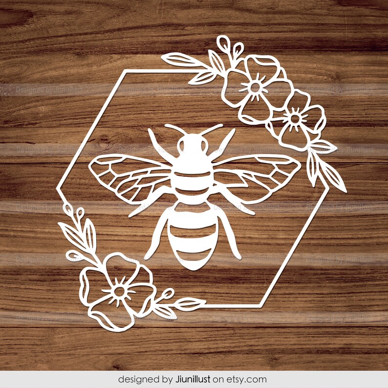 Floral Bee SVG Hand Drawn Bee SVG Bee Cut File Honey Bee - Etsy